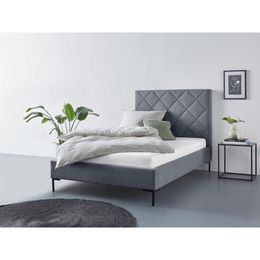 Home Affaire Polsterbett &raquo;Charlott&laquo; Modernes Polsterbett mit oder ohne Lattenrost grau L&auml;nge B: 215cm x 154cm, Chenille Lattenrost, H&ouml;he Bett: 124cm
