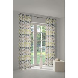 WIRTH Vorhang &raquo;Berlare&laquo; Schlaufen 1 Stk. tlg. gr&uuml;n Jacquard, Baumwolle, Polyester 145cm, Schlaufen, 131cm