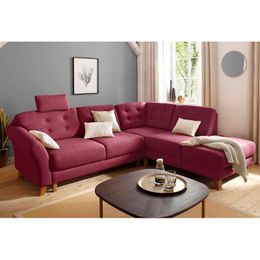OTTO home Ecksofa &raquo;Trondheim L-Form&laquo; mit Federkern rot Struktur weich ( 97% Polyester, 3% Baumwolle);Luxus-Microfaser ALTARA NUBUCK (100% Polyester);