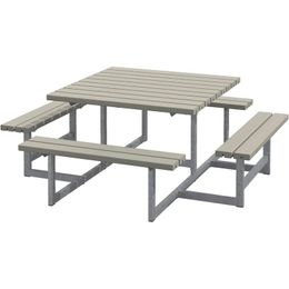 Plus Garten-Essgruppe &raquo;&raquo;Picnic&laquo; Kombim&ouml;bel&laquo; 1 Stk. tlg. 200x200x73/45 cm grau B/H/T: 200cm x 73cm x 200cm