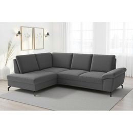 Sit & More sit&more Ecksofa &raquo;Chelsea L-Form, B: 264 cm, mit Armteil-& Sitztiefenverstellung&laquo; optional Schlaffunktion und Bettkasten grau 95% Polyester, 5% 