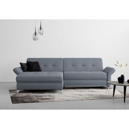 Home Affaire Ecksofa &raquo;Maredo L-Form&laquo; Federkern, wahlweise auch mit Kopfteil- und Armlehnverstellung blau 100% Polyester B/H/T: 284cm x 89cm x 179cm, 