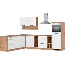 KOCHSTATION Winkelk&uuml;che &raquo;KS-Lana&laquo; Stellbreite 240/300 cm, wahlweise mit E-Ger&auml;ten wei&szlig; B/H/T: 240cm x 200cm x 300cm,mit Cerankochfeld