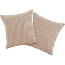 OTTO home Kissenbezug &raquo;Greta&laquo; in Waffelpiqu&eacute; Optik, in vielen Farben erh&auml;ltlich, Bezug in 50x50 cm beige Baumwolle, Obermaterial: 100% Baumwolle B/L: 