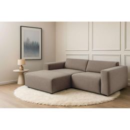 Home Affaire Ecksofa &raquo;Noord mit Kedernaht, Breite 234 cm, L-Form&laquo; Cord, Struktur, Webstoff, mit Wellenunterfederung, Massivholzrahmen braun 100% 