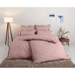 OTTO home Bettw&auml;sche &raquo;Violetta in Gr. 135x200 oder 155x220 cm&laquo; 2 Stk. Bettw&auml;sche aus Baumwolle, romantische Bettw&auml;sche mit Volants rosa Renforc&eacute;, 