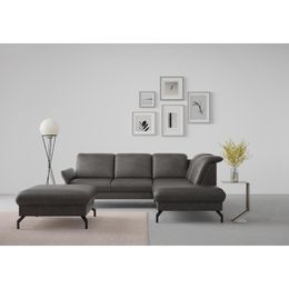 Sit & More sit&more Ecksofa &raquo;Fashion L-Form&laquo; wahlweise mit Kopfteilverstellung und Vorziehsitz, motorisch grau B/H/T: 250cm x 84cm x 207cm, Luxus-Microfasermit 