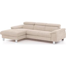 COTTA Ecksofa &raquo;Komaris L-Form, B: 244 cm&laquo; mit Kopfteilverstellung, optional Schlaffunktion, Bettkasten & Licht Microfaser PRIMABELLE (100% Polyester);
