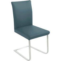 K+w Komfort & Wohnen K+W Komfort & Wohnen Freischwinger &raquo;Santos III&laquo; () mit Sattlernaht, Gestell aus Edelstahl, hochwertiger Sitzkomfort blau B/H/T: 47cm x 99cm x 62cm, 