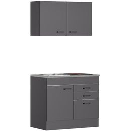 Optifit Pantryk&uuml;che &raquo;OPTImulti&laquo; Breite 100 cm, mit 2-Platten-Glaskeramikkochfeld grau B/H/T: 100cm x 210cm x 60cm,mit 2-Platten-Glaskeramikkochfeld
