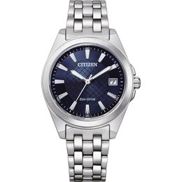 Citizen Damen Solaruhr Armbanduhr, Damenuhr, Edelstahlarmband, bis 10 bar wasserdicht, Datum silber Einheitsgr&ouml;&szlig;e