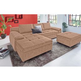 OTTO home Ecksofa &raquo;Labene L-Form&laquo; wahlweise mit Schlaffunktion und Bettkasten, auch als XXL-Variante braun Struktur fein (95% Polyester, 5% Polyamid);