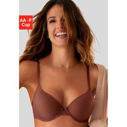 Lascana Damen Lascana Schalen-BH &raquo;, T-Shirt-BH, B&uuml;gel-BH, Ela - perfect basic&laquo; aus seidiger Microfaser, bequemer BH, gro&szlig;e Gr&ouml;&szlig;en braun 95, Cup C