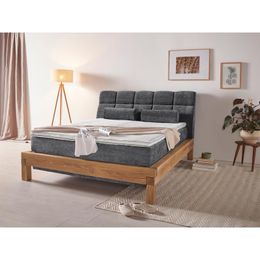Home Affaire Boxspringbett &raquo;Villads&laquo; Liegefl&auml;che: 160/200 cm aus Balkeneiche, Inside-Boxspring-Unterbau grau Polyester Struktur (recyceltes Polyester)