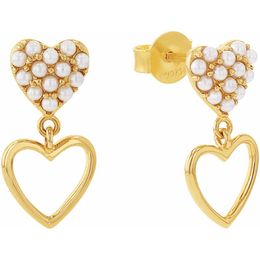 Amor Damen Paar Ohrstecker &raquo;Herzen&laquo; mit Glasperle gold Silber 925 (Sterlingsilber)