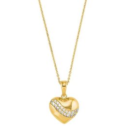 Amor Damen Kette mit Anh&auml;nger &raquo;Herz&laquo; mit Zirkonia (synth.) gold Silber 925 (Sterlingsilber), L: 45