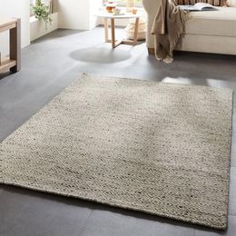 Theko Wollteppich &raquo;Trondheim PO-502&laquo; rechteckig 10 mm H&ouml;he Handweb Teppich, Flachgewebe, reine Wolle, handgewebt, Rauten Muster grau Schurwolle B : 