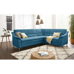 Sit & More sit&more Ecksofa &raquo;Cardoso L-Form&laquo; mit Federkern, wahlweise mit Schlaffunktion und Schubkasten blau Flachgewebe (100% Polyester);Struktur (100% 