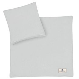 Julius Z&ouml;llner Kinderbettw&auml;sche &raquo;Baby- und Kinderbettw&auml;sche aus 100% Musselin&laquo; 2 Stk. erh&auml;ltlich in den Gr&ouml;&szlig;en 80x80+35x40cm und 100x135+40x60cm grau Musselin, 