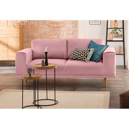 Home Affaire 2-Sitzer &raquo;Lasse&laquo; im scandinavischem Stil mit Holzf&uuml;&szlig;en rosa Filzoptik (100% Polyester);Luxus-Microfaser (100% Polyester);Struktur fein( 