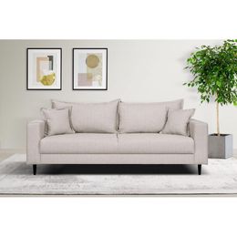 Home Affaire 3-Sitzer &raquo;VEYRAS, hoher Sitzkomfort, Ma&szlig;e B/T/H: 212/84/76 cm&laquo; mit Wellenunterfederung, incl. R&uuml;ckenkissen und Zierkissen beige 100% 