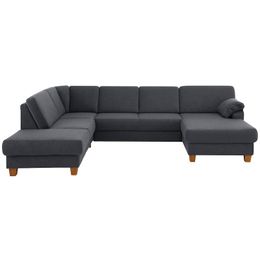 Home Affaire Wohnlandschaft &raquo;Belfort U-Form&laquo; mit Federkern, wahlweise mit Schlaffunktion und Stauraum grau Luxus-Microfaser Vintageoptik(100% 