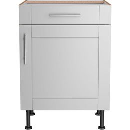 KOCHSTATION Unterschrank &raquo;KS-Ahus&laquo; Breite 60 cm grau wildeiche Nachbildung, B/H/T: 60cm x 87cm x 58,4cm, Schubladen: 1 Stk. T&uuml;ren: 1 Stk.