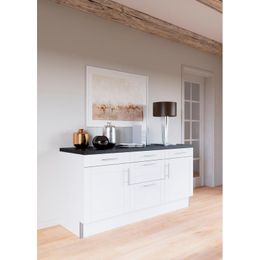 Optifit K&uuml;che &raquo;Ahus&laquo; 180 cm breit, ohne E-Ger&auml;te, Soft Close Funktion, MDF Fronten schwarz-wei&szlig; B/H/T: 180cm x 90,8cm x 60cm, ohne E-Ger&auml;te