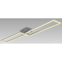 B.K.LICHT LED Deckenleuchte &raquo;BK_FR1502 Frame LED-Deckenlampe, 2-flammig, Schwenkbar, Chrom-Alu&laquo; LED-Modul 1 Stk. Warmwei&szlig; 40W, B&uuml;roleuchte, 3000 K Warmwei&szlig;es 