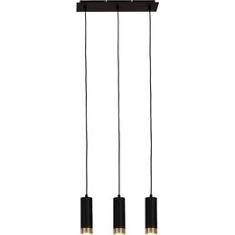 N&auml;ve n&auml;ve Pendelleuchte &raquo;Fridu&laquo; GU10 1 Stk. aus mattschwarzem Eisen mit goldenen R&auml;ndern, L&auml;nge 48 cm, f&uuml;r 3x GU10 schwarz 3, H: 150cm, 1 Stk.