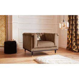 Home Affaire Sessel &raquo;Chamby&laquo; mit Holzrahmen unten und Steppung im Lehnenbereich braun Luxus-Microfaser Lederoptik (100% Polyester), Scheuertouren: 