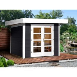 Weka Gartenhaus &raquo;126 Gr.3&laquo; verschiedene Farben schwarz-wei&szlig; Massivholz Fu&szlig;boden im Gartenhaus, ohne R&uuml;ck- und Seitenwand, ohne Dacheindeckung