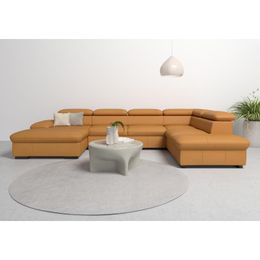 OTTO home Wohnlandschaft &raquo;Alberto U-Form&laquo; mit Kopfteilverstellung, wahlweise mit Schlaffunktion gelb Luxus-Microfaser in Lederoptik (100% Polyester);