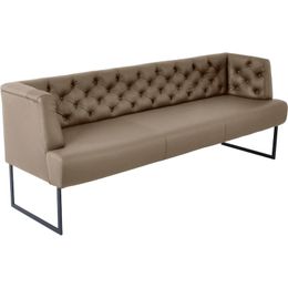 K+w Komfort & Wohnen K+W Komfort & Wohnen Polsterbank &raquo;Creso&laquo; im modernen Chesterfield-Look, mit schwarzen Kufenf&uuml;&szlig;en grau Bronco: Nappaleder pigmentiert, Dickleder, 1, 3/