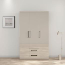 OTTO home Kleiderschrank &raquo;Sylt Schlafzimmerschrank Garderobe Schrank hochglanz&laquo; hochwertige schwarze Metallgriffe, Dreht&uuml;renschrank mit perfekter 