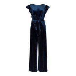 Apricot Wide Leg Velvet Ruffle Jumpsuit ' ' Damen Gr&ouml;&szlig;e S dunkelblau