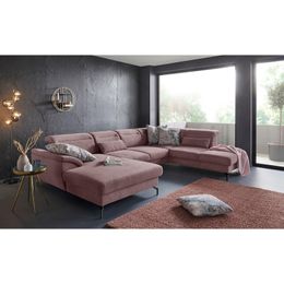 Sit & More sit&more Wohnlandschaft &raquo;Percy U-Form&laquo; 15 cm Fu&szlig;h&ouml;he, Sitztiefenverstellung, wahlweise in 2 Fu&szlig;farben lila B/H/T: 343cm x 80cm x 235cm, Luxus-