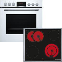 Bosch Elektro-Herd-Set &raquo;HEA513BW3&laquo; Gleichm&auml;&szlig;iges Backen auf bis zu 3 Ebenen & Br&auml;terzone f&uuml;r gro&szlig;e Br&auml;ter wei&szlig; Br&auml;terzone: Automatische Erweiterung 