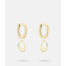 Liebeskind Berlin Damen Paar Creolen &raquo;Schmuck Geschenk Edelstahl Ohrringe The Organic&laquo; Einh&auml;nger abnehmbar gold Edelstahl