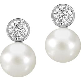 Firetti Damen Paar Ohrstecker &raquo;Schmuck Geschenk Silber 925 Ohrschmuck Ohrringe&laquo; Made in Germany - mit Zirkonia (synth.) - mit S&uuml;&szlig;wasserzuchtperle wei&szlig;