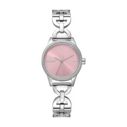 DKNY Damen DKNY Quarzuhr &raquo;Open Link Watch&laquo; Armbanduhr, Damenuhr, Edelstahlarmband, analog rosa Einheitsgr&ouml;&szlig;e