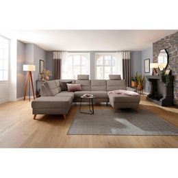 OTTO home Wohnlandschaft &raquo;Westerland U-Form&laquo; Federkern, wahlweise Schlaffunktion, Stauraum und Armlehn-Verstellung grau 98% Polyester 2% Polyamid B/H/
