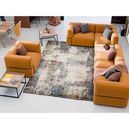 OCI DIE TEPPICHMARKE Teppich &raquo;CYRUS SUN&laquo; rechteckig 20 mm H&ouml;he Design Kurzflor Teppich, 3D-Hochtief-Optik, Wohnzimmer bunt Obermaterial: 70% 