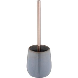 Wenko WC-Garnitur &raquo;Sirmione&laquo; aus Edelstahl Keramik Kunststoff Keramik, individuelle Glasur, Toilettenb&uuml;rste mit Kunststoffabdeckung blau Edelstahl, 