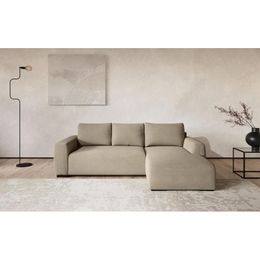 COTTA Ecksofa &raquo;Giro L-Form,B: 252 cm, abgerundete Kanten, bequeme Wellenunterfederung&laquo; +PUR Schaum, opt. Schlaffunktion + Bettkasten,LF 202x128cm 