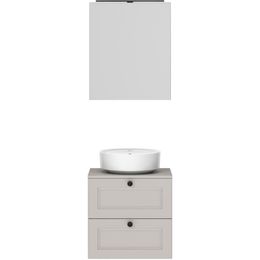 Nobilia Badm&ouml;bel-Set &raquo;Cascada&laquo; Set, inkl. Aufsatzwaschbecken und Spiegelschrank mit Beleuchtung, 2 Stk. tlg. beige B/H/T: 60cmcm x 184cmcm x 48,2cmcm