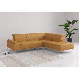 OTTO home Ecksofa &raquo;Caluna&laquo; Inkl.Sitztiefenverstellung, wahlweise mit Kopf- und Armteilverstellung gelb B/H/T: 274cm x 81cm x 235cm, NaturLEDER Stoff, 