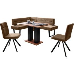 massivline&more Eckbankgruppe &raquo;Martina&laquo; 5 Stk. tlg. frei im Raum stellbar braun Holzwerkstoff, Massivholz, Polyester B/H/T: 65cm, Polyester, langer 