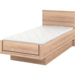Musterring Holzbett &raquo;Sorrent, Bettgestell, Bettrahmen, teilmassiv Eiche&laquo; Eiche teilmassiv, Liegeh&ouml;henverstellung, in schwebender Optik braun L&auml;nge B: 200cm x 