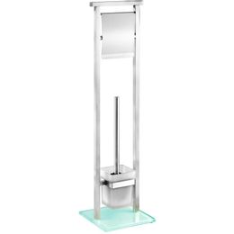 Wenko WC-Garnitur &raquo;Debar&laquo; aus Edelstahl Glas Stand WC-Garnitur wei&szlig; Edelstahl, Glas Einheitsgr&ouml;&szlig;e